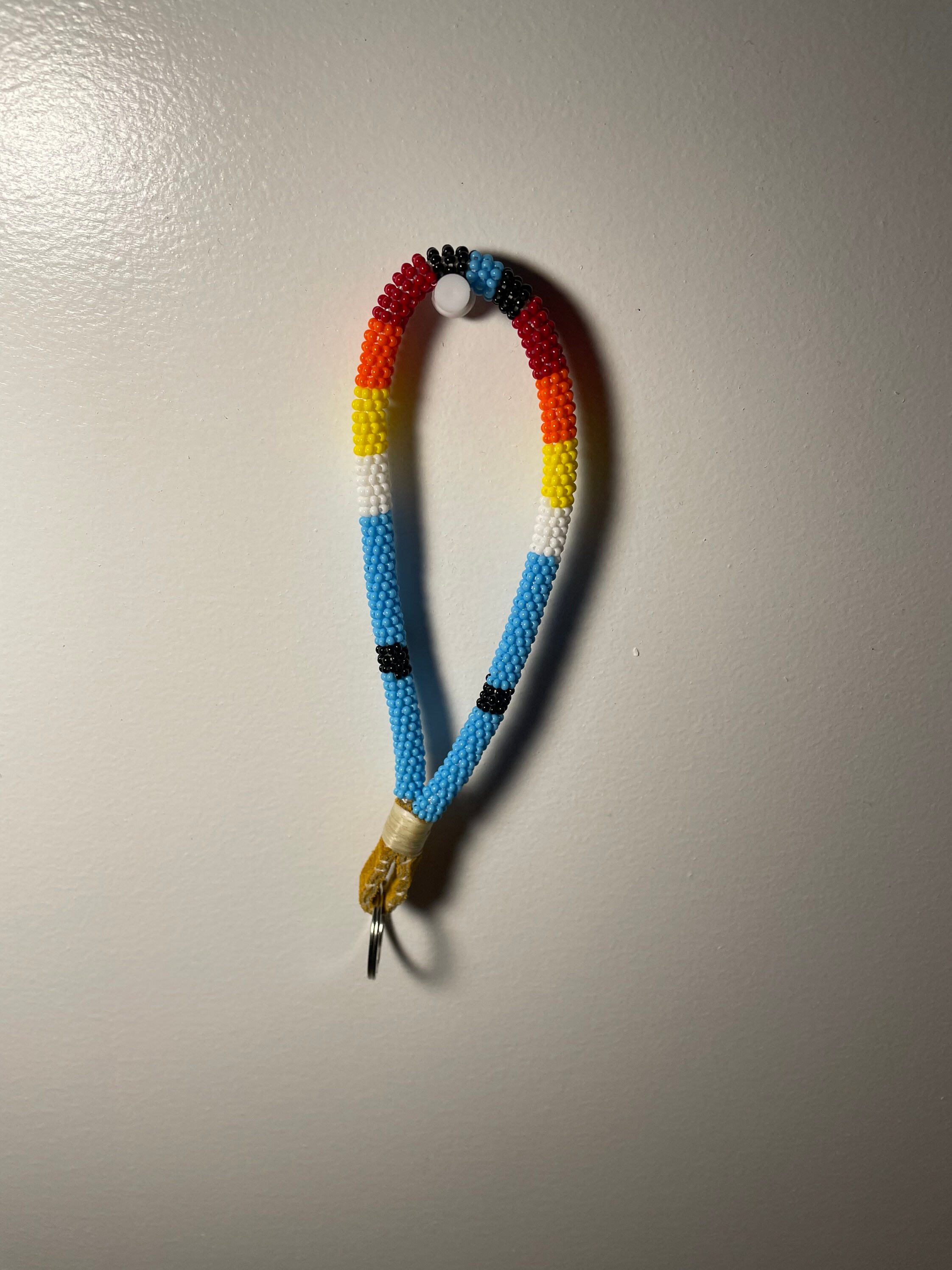 Blue Rainbow NATIVE BEADED KEYCHAIN Baby Blue Black Red | Etsy