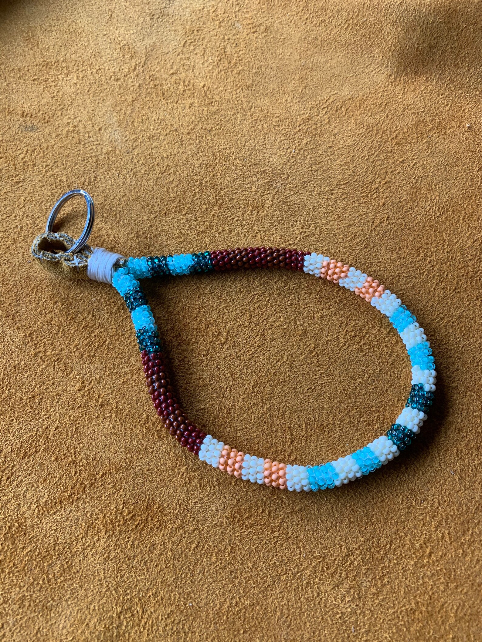 Alaska -NATIVE BEADED KEYCHAIN- Brown, Teal, Bone, Light Orange - Etsy