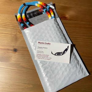 Blue Rainbow - NATIVE BEADED LANYARD - Light Blue, Black, Red, Orange ...