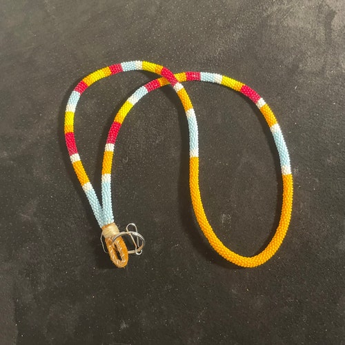 Red Native Wrap Beaded Lanyard - Etsy