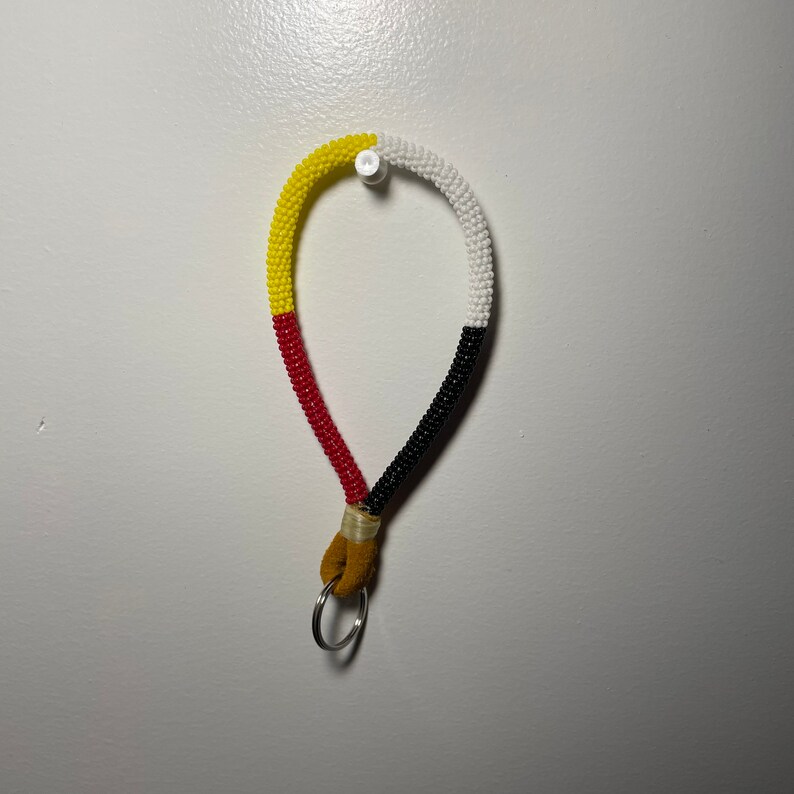 Medicine Wheel NATIVE BEADED KEYCHAIN Red White Black | Etsy