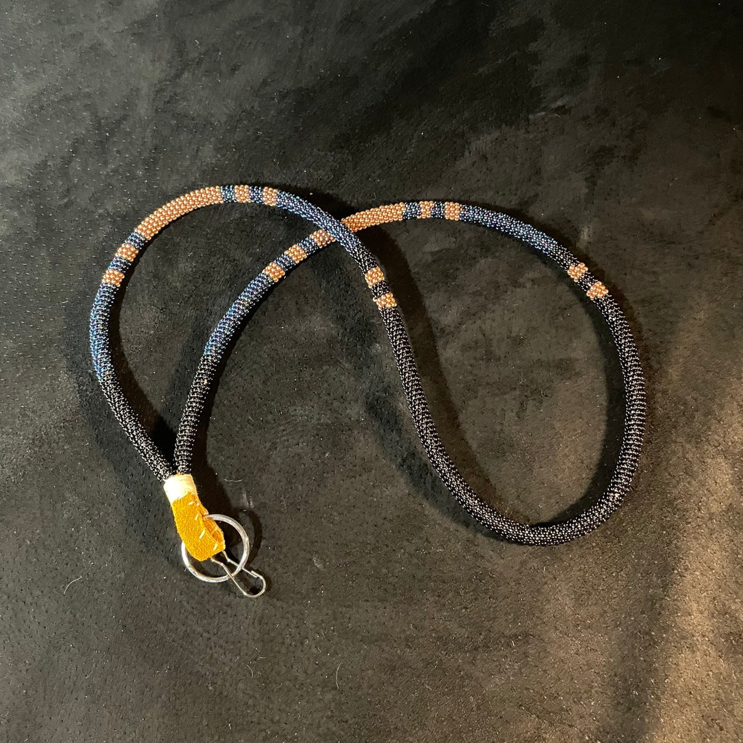 Copper & Abalone - NATIVE BEADED LANYARD - Copper, Navy - Etsy