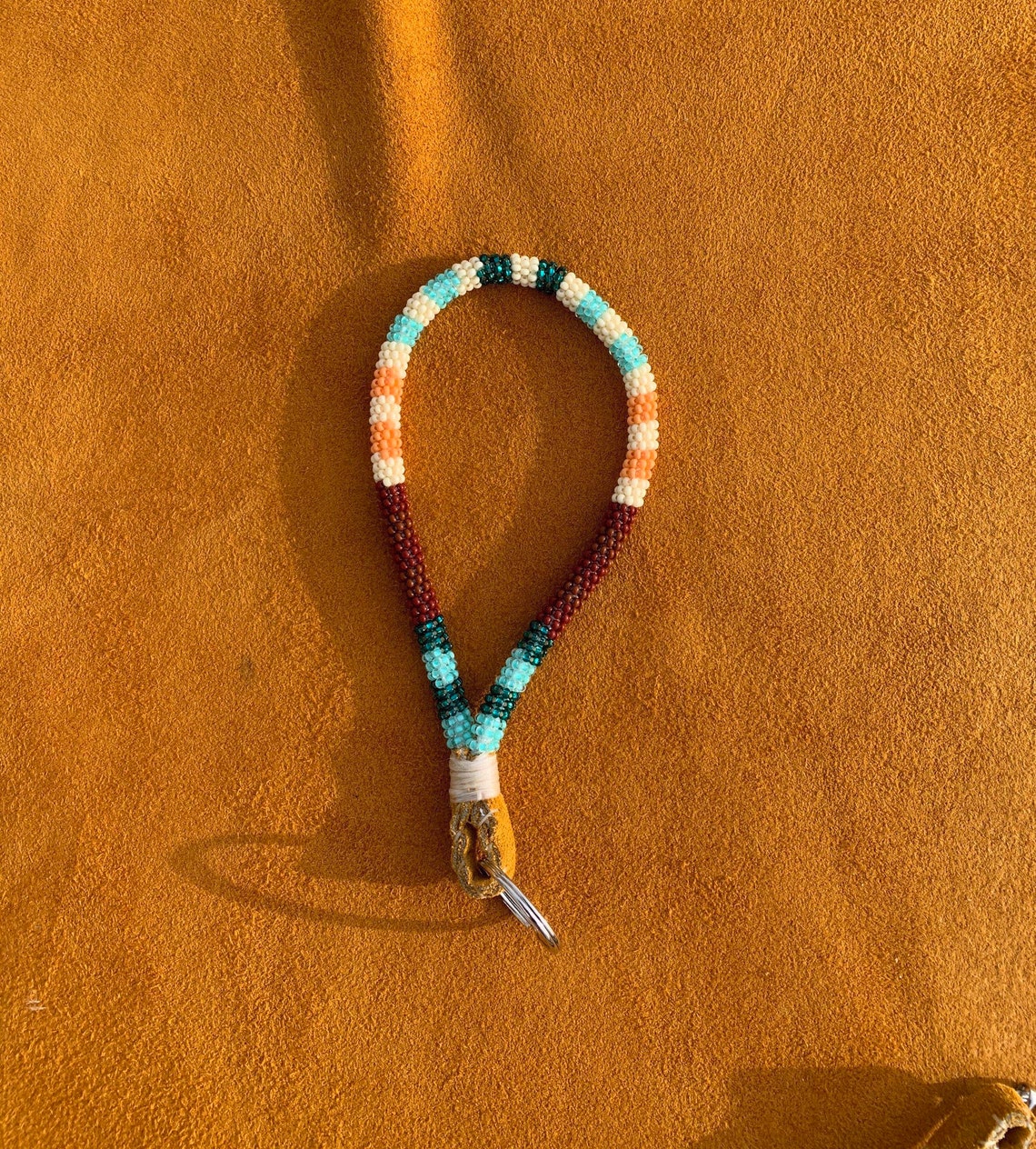 Alaska NATIVE BEADED KEYCHAIN brown teal Gift Idea | Etsy