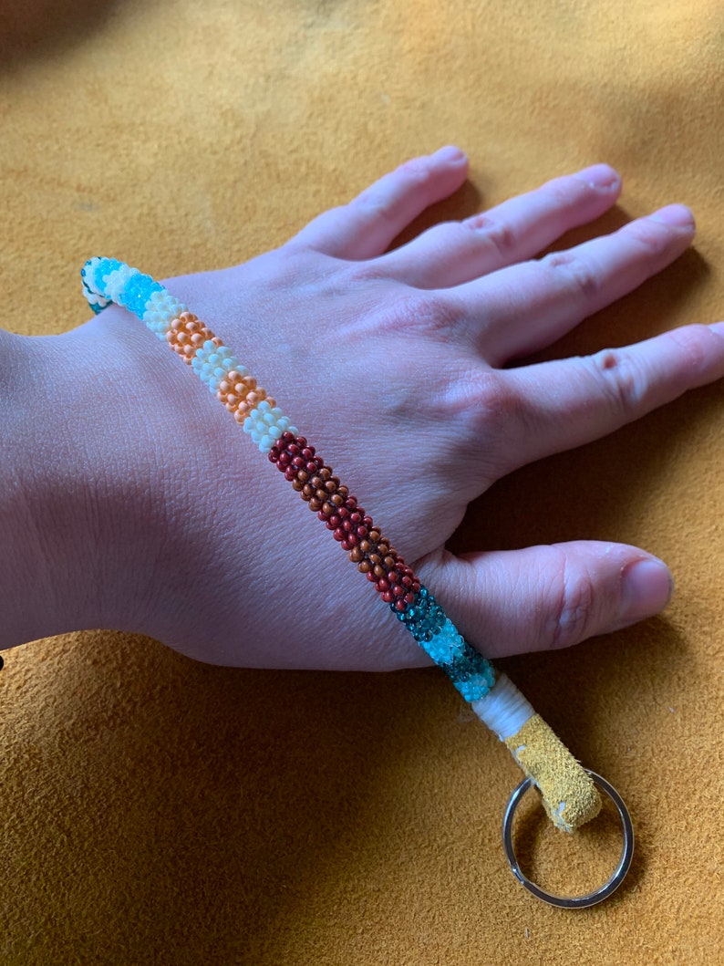 Alaska NATIVE BEADED KEYCHAIN Brown Teal Bone Light - Etsy
