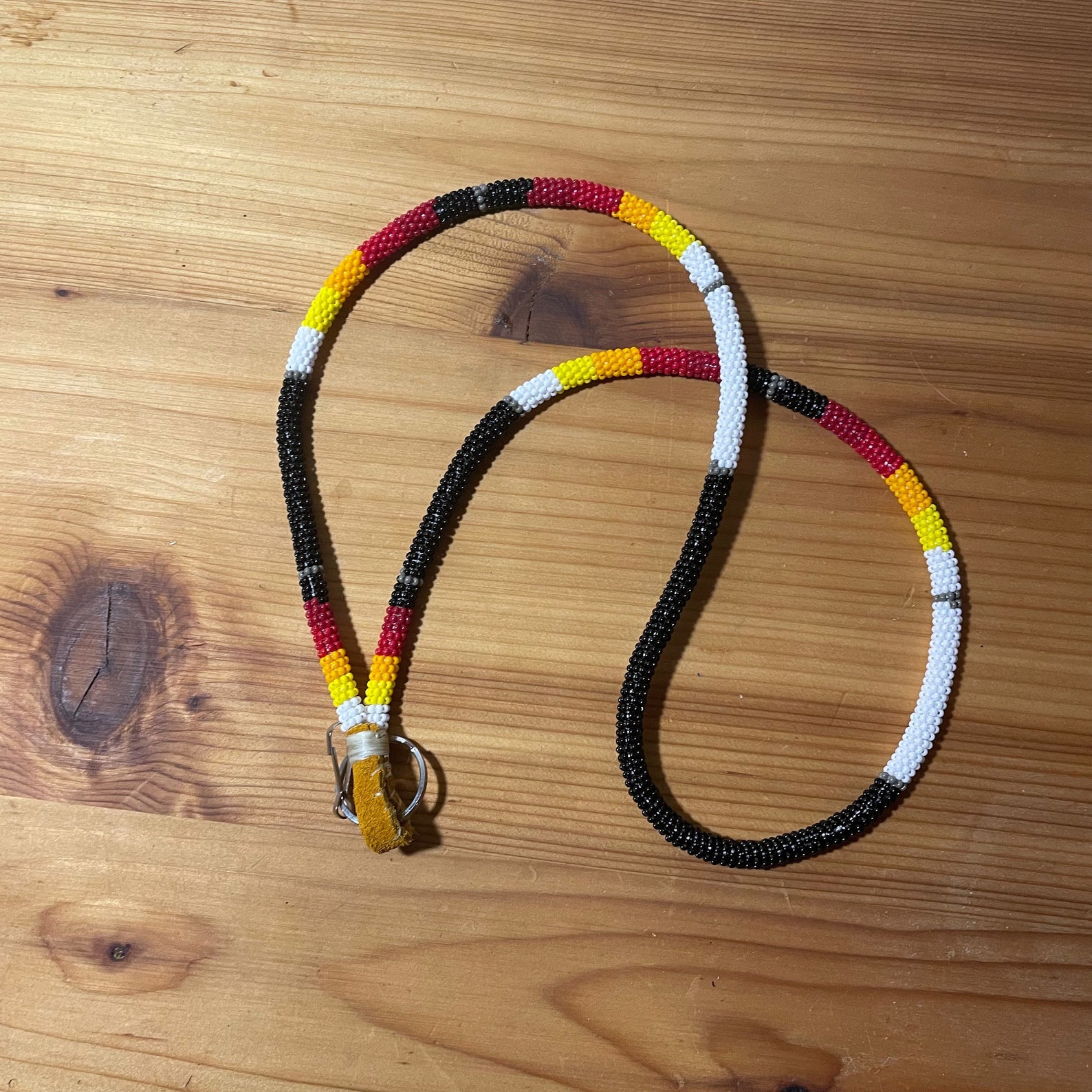 Sunburst NATIVE BEADED LANYARD Black White Grey Red | Etsy