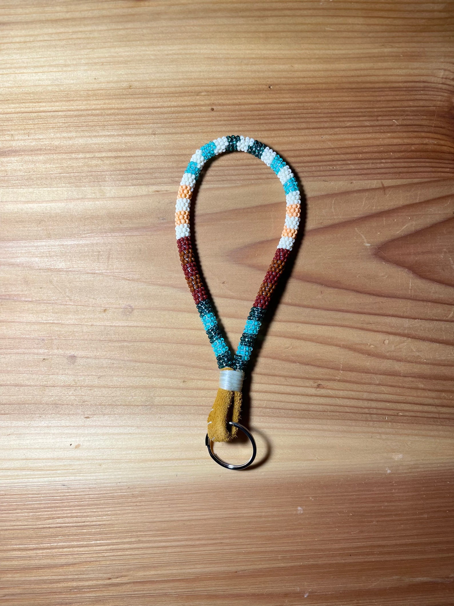 Alaska -NATIVE BEADED KEYCHAIN- Brown, Teal, Bone, Light Orange - Etsy