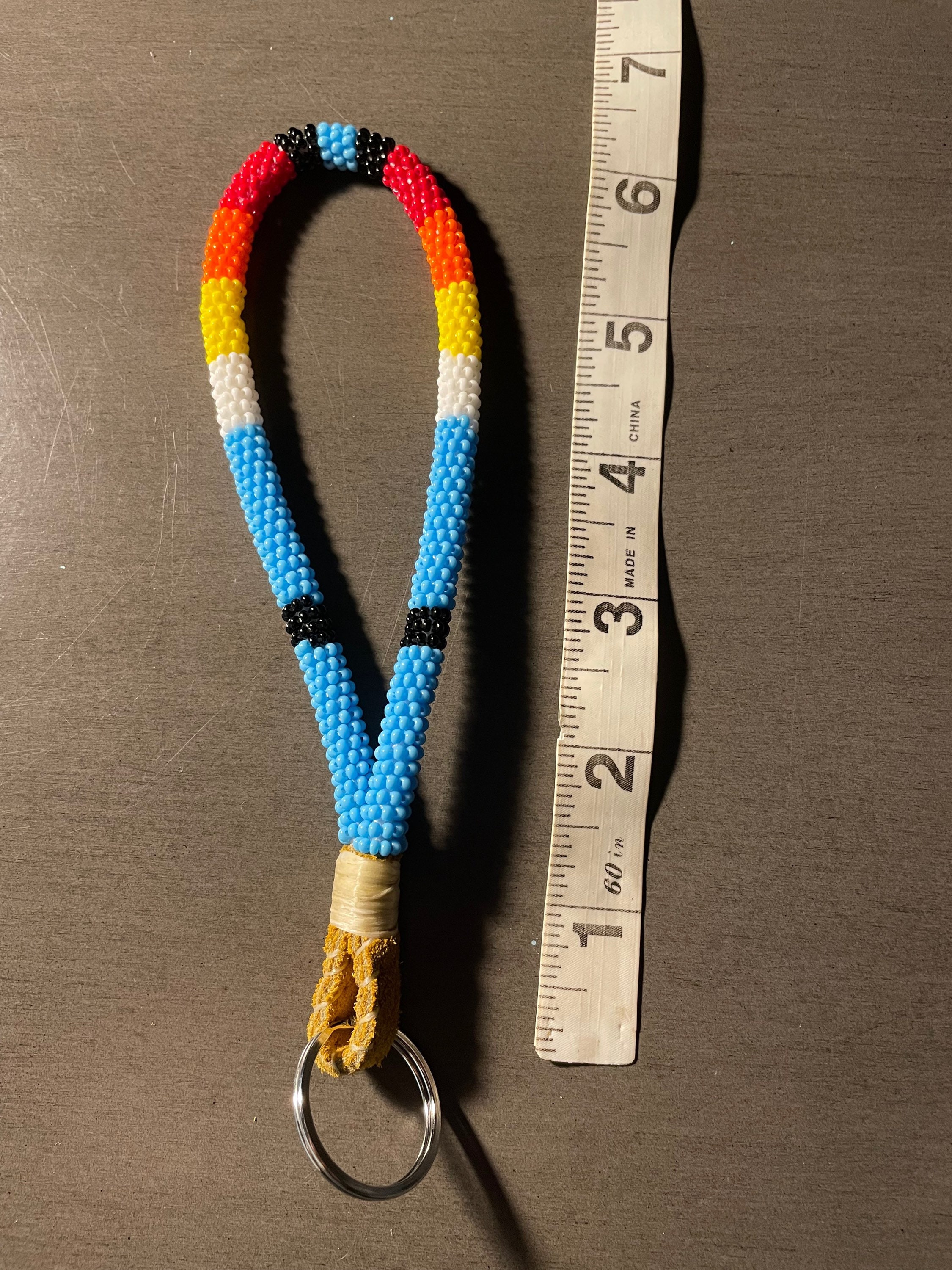 Blue Rainbow NATIVE BEADED KEYCHAIN Baby Blue Black Red | Etsy