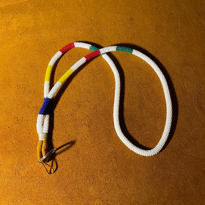 Hudson Bay Company NATIVE BEADED LANYARD White Red Blue - Etsy