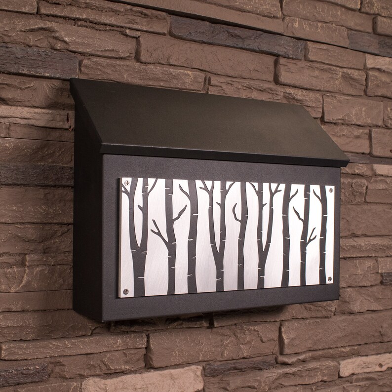 Birch Tree Wall Mount Mailbox Horizontal | Etsy
