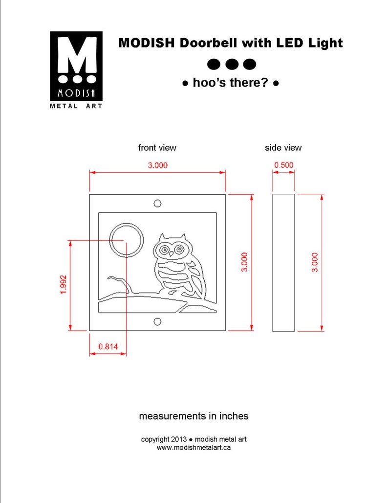 Owl Doorbell With Lighted Button - Etsy