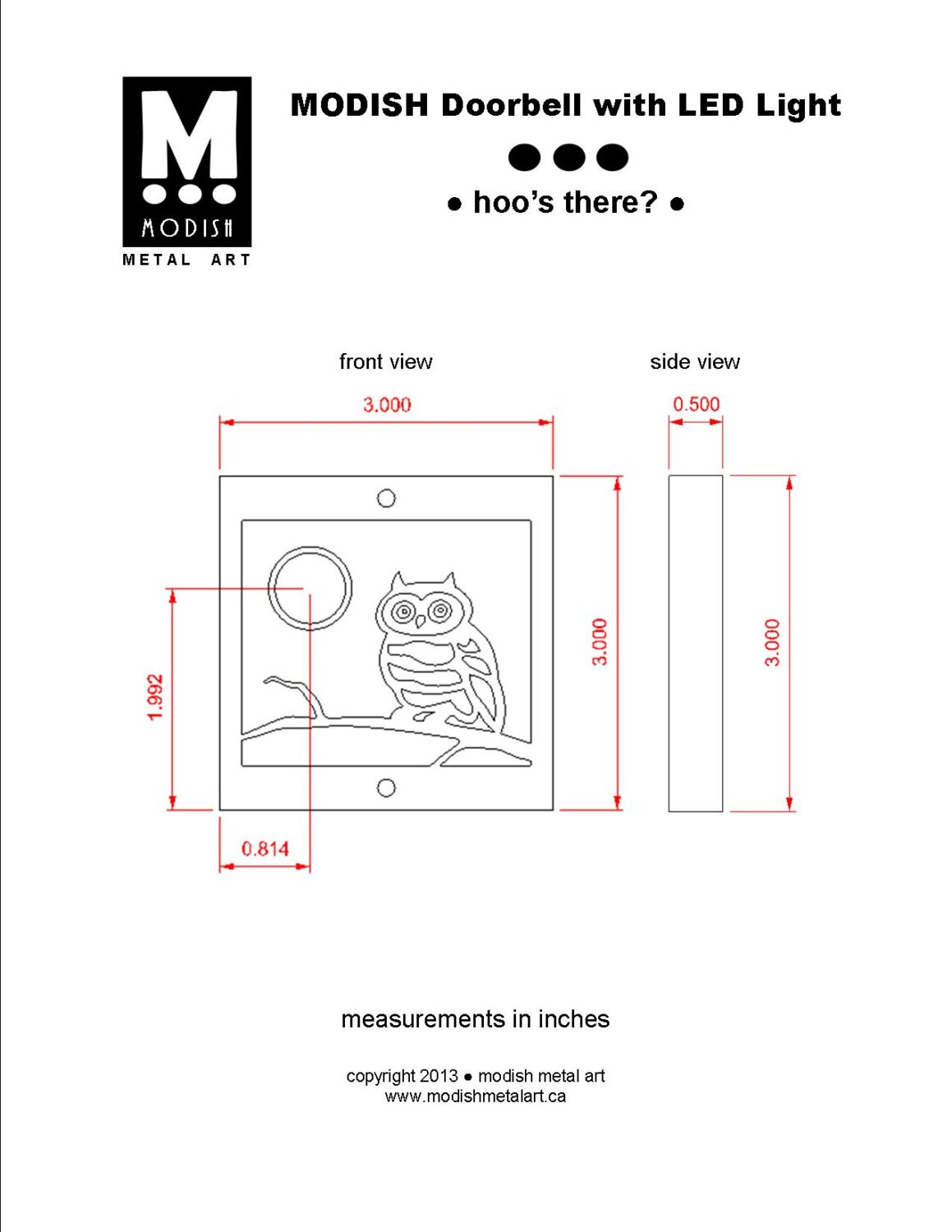 Owl Doorbell With Lighted Button - Etsy