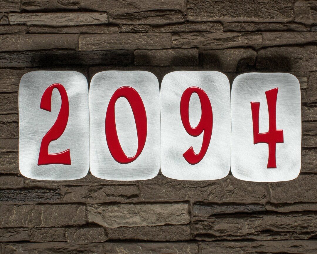 Modern House Numbers - Pixie Font in Brushed Aluminum Finish - Etsy