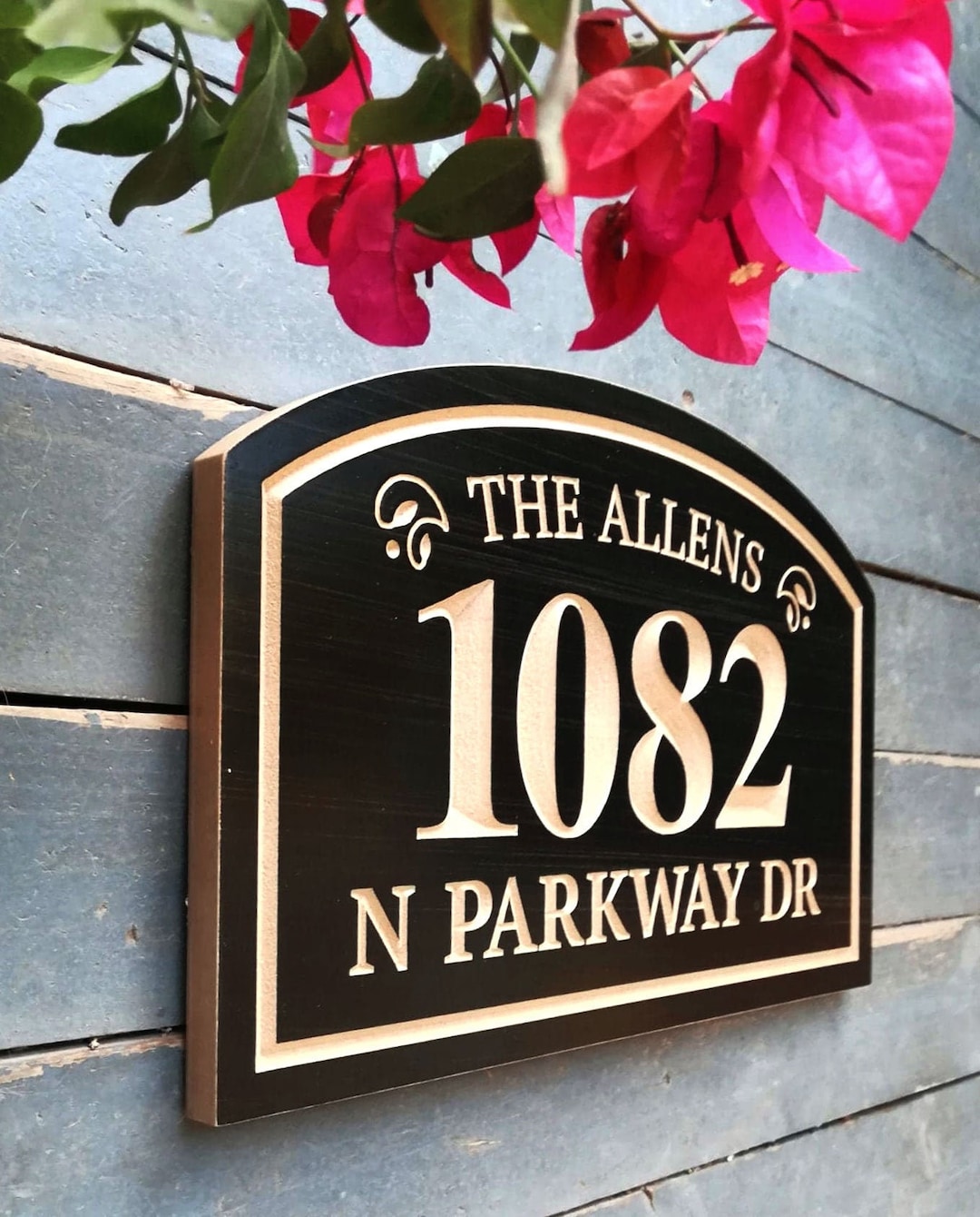 Family Name and House Number Engraved Plaque, Personalized Outdoor Sign ...