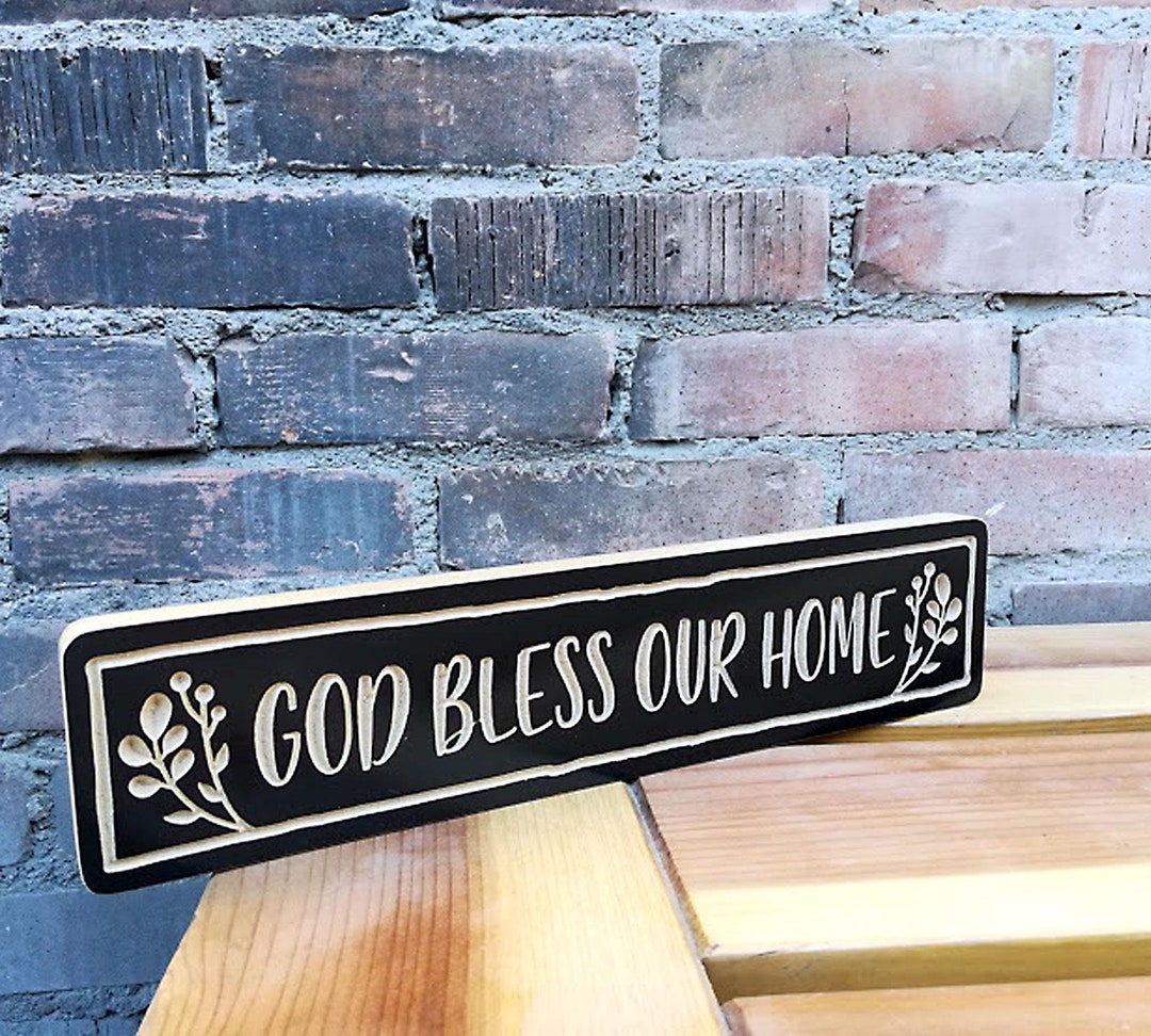 13"x 3" God Bless Our Home Sign, Housewarming Gift, Anniversary Gift ...