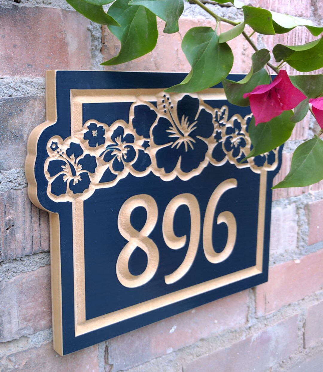 14" X 10" Hawaiian House Number Engraved Plaque - Etsy