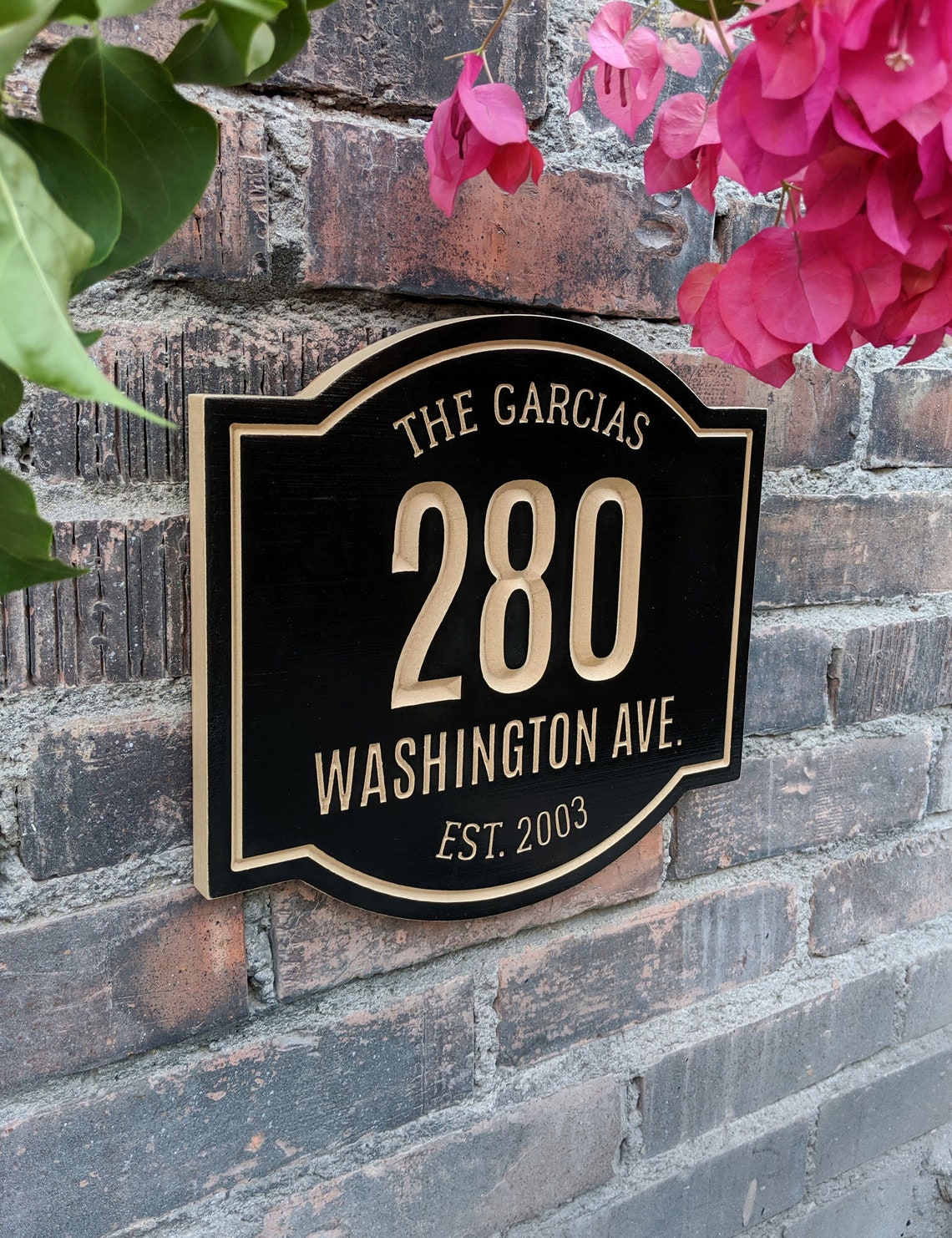 Modern Family Name and House Number Engraved Sign, Housewarming Gift ...