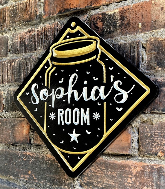 Personalized Fireflies in a Jar Sign Children's Room - Etsy