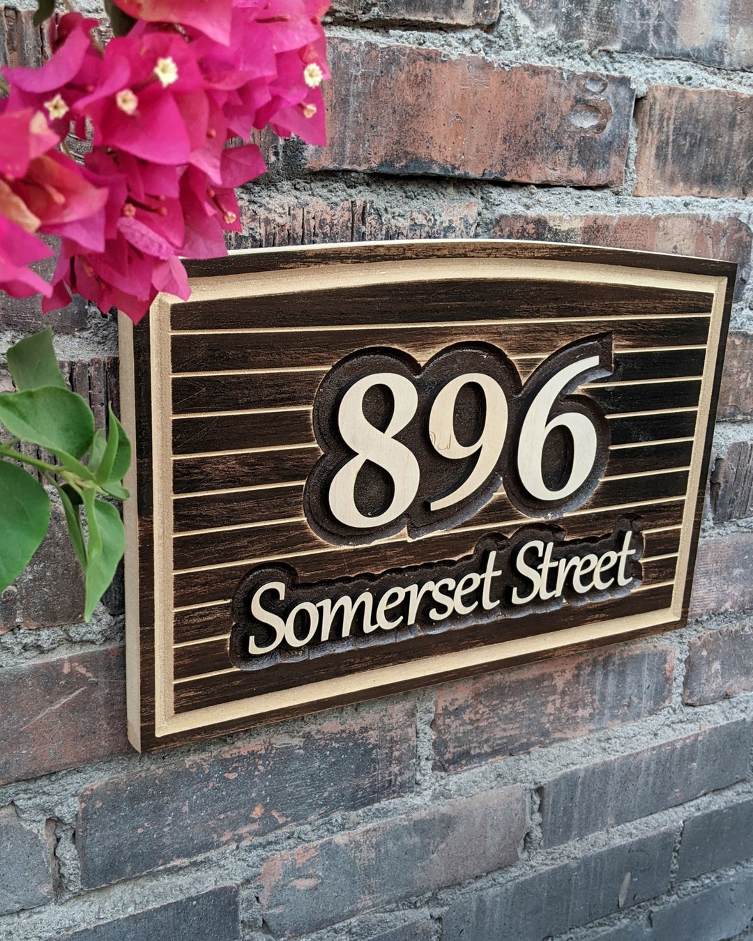 14.5"x 10" House Number Engraved Plaque With Raised Laser Cut Numbers ...
