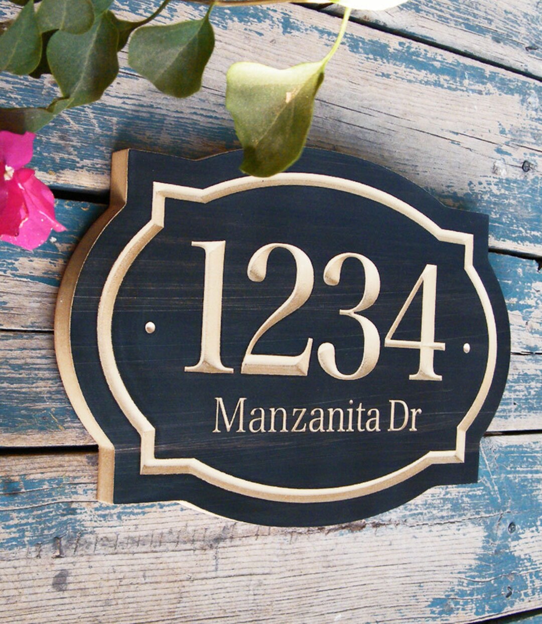 15"x 10" Classic House Number Engraved Plaque, Ready to Hang Custom ...