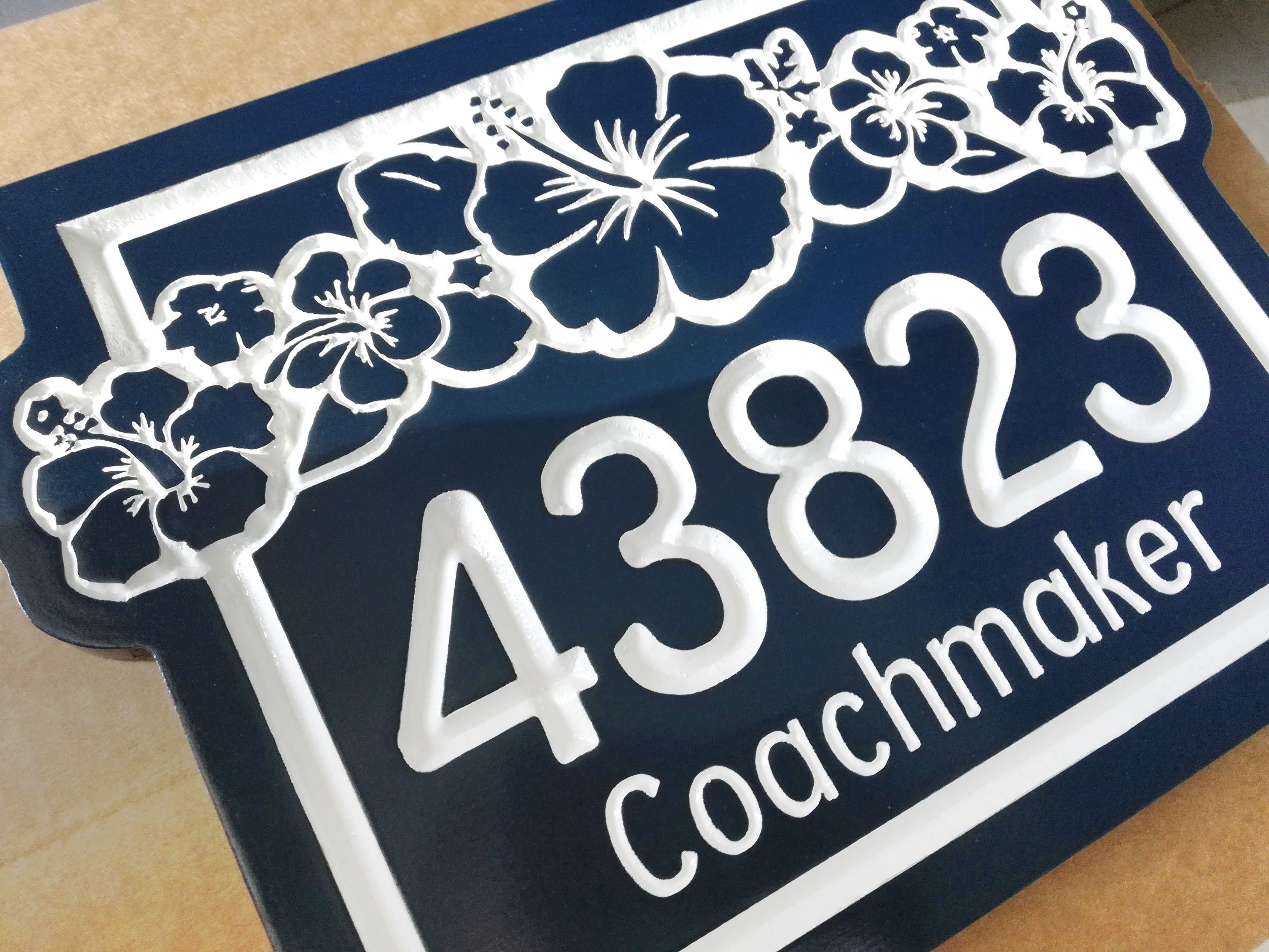 14" X 10" Hawaiian House Number Engraved Plaque - Etsy