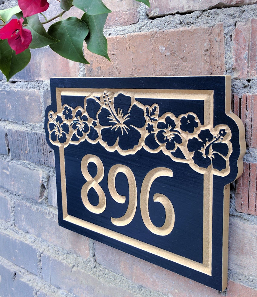 14" X 10" Hawaiian House Number Engraved Plaque - Etsy