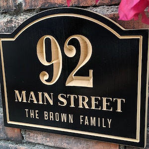 Stylish House Number Engraved Plaque, Family Name Sign, Housewarming ...