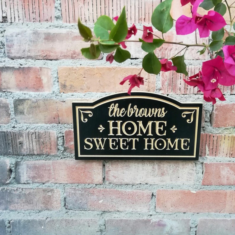 12" X 6.5" Home Sweet Home Sign, Family Name House Sign, Front Door ...