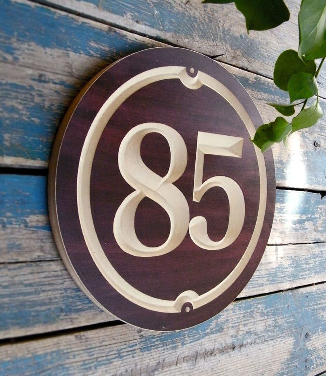 10" Round House Number Engraved Plaque, Housewarming Gift, Address ...
