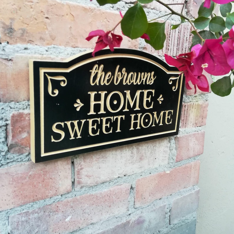 12" X 6.5" Home Sweet Home Sign, Family Name House Sign, Front Door ...