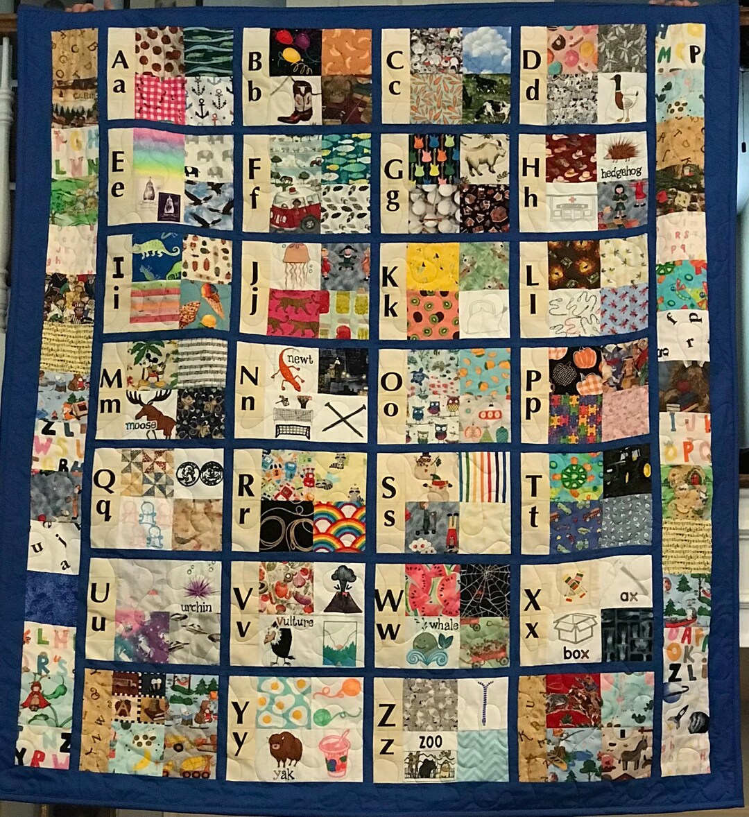 Royal Blue Alphabet Quilt - Etsy