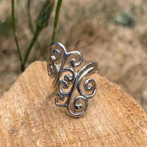 Silver 925 Swirl Vine Design Ring (double Band) - Etsy