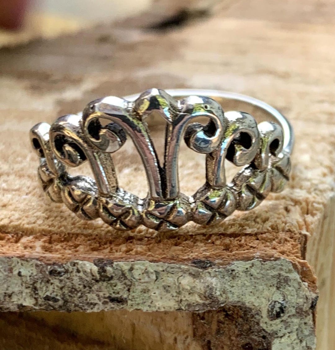 Silver 925 Princess Crown Design Ring - Etsy