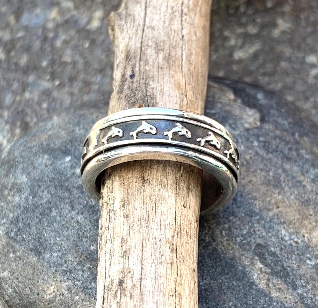 Silver 925 Dolphin Spinner Band Ring - Etsy