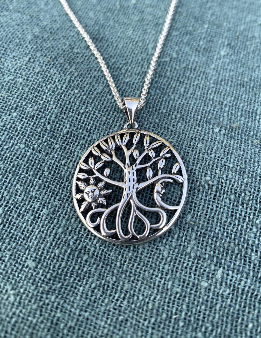 Silver Tree of Life With Sun and Moon Pendant - Etsy