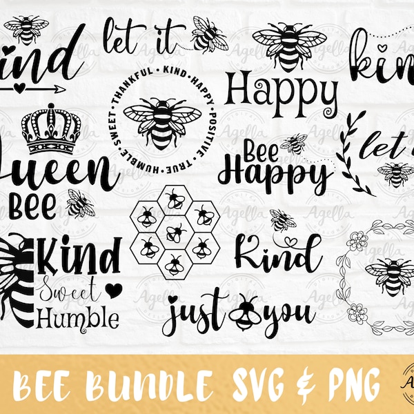 Bee Happy Svg - Etsy