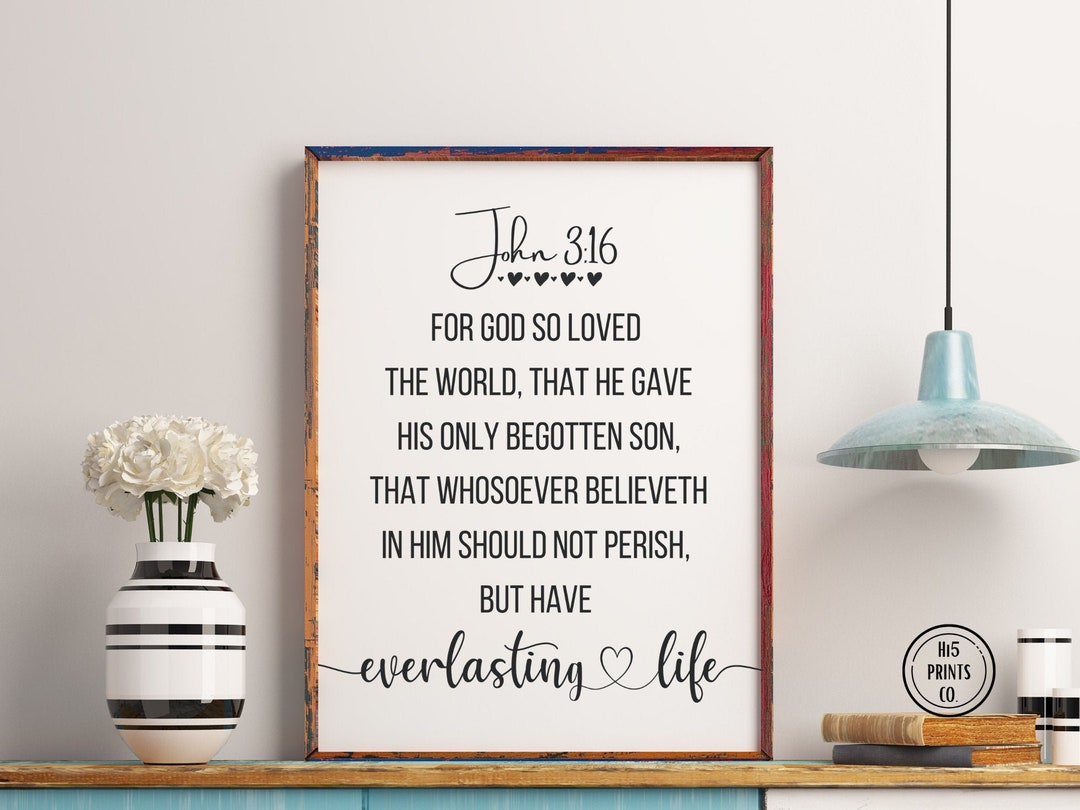 John 3:16 Printable Art Bible Verse Print, Bible Verse Wall Art ...