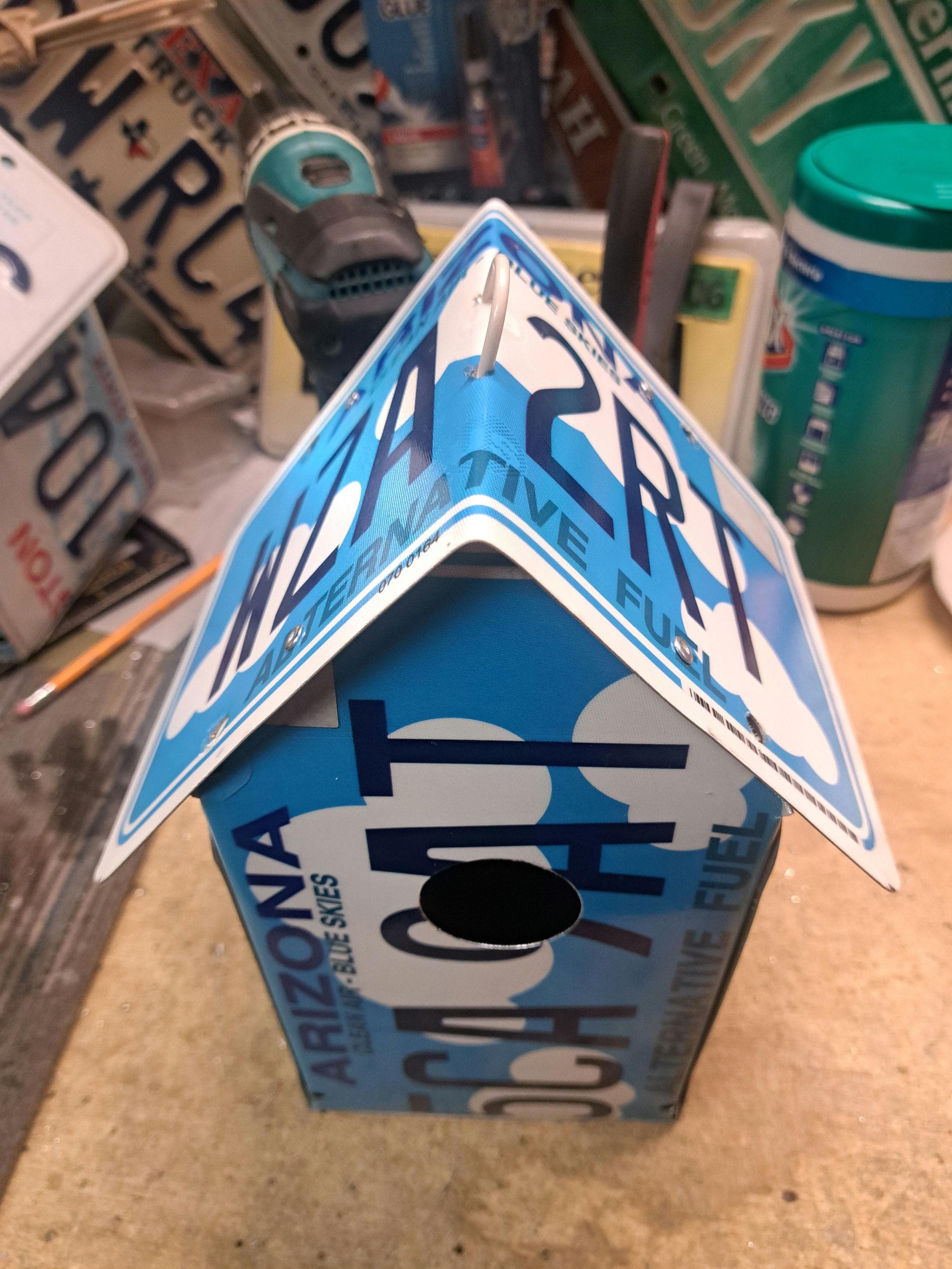 Arizona License Plate Birdhouse With Alternative Fuel Cloud Design - Etsy