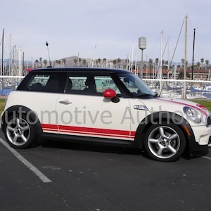 Vinyl Hood, Trunk, and Rocker Rally Stripes Racing Stripe Kit for Mini ...