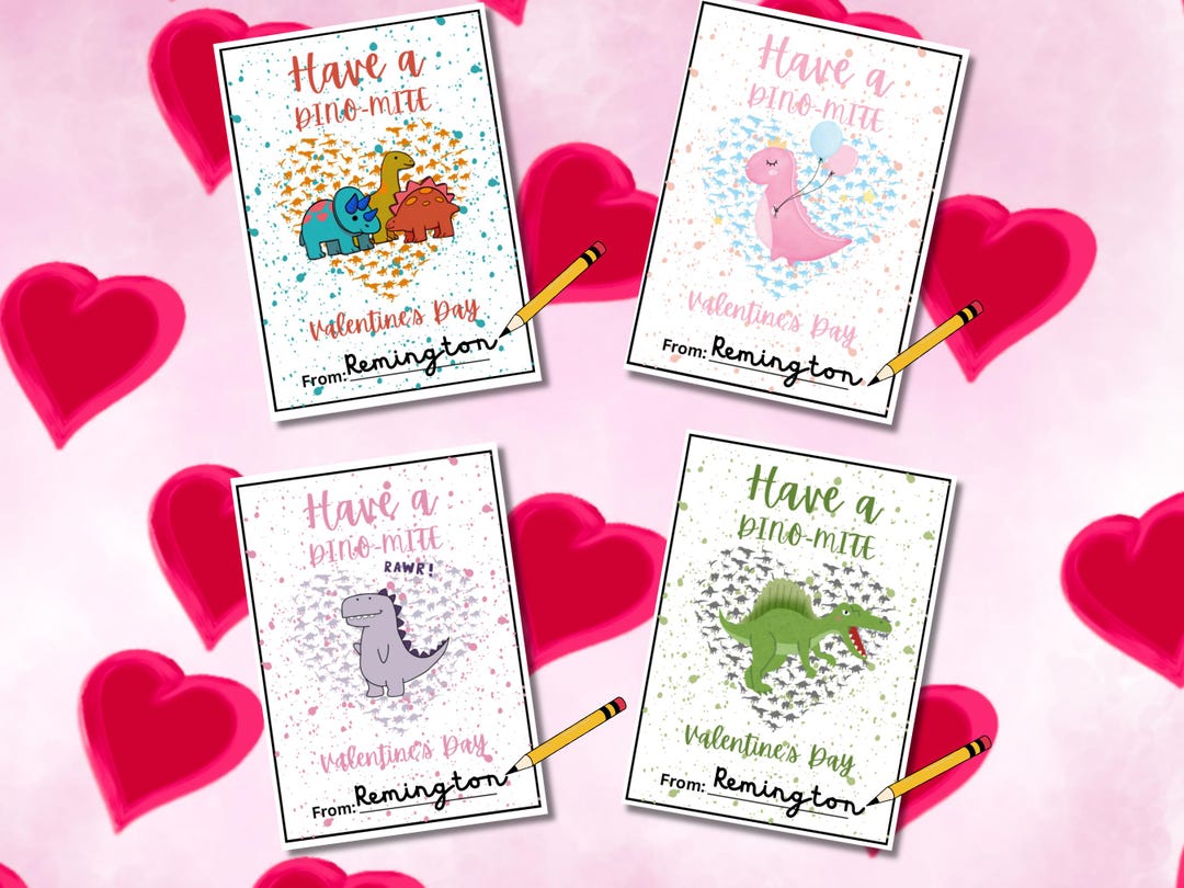DINO-MITE Valentine's Day Cards for Kids Fun Dinosaur Themed Classroom ...
