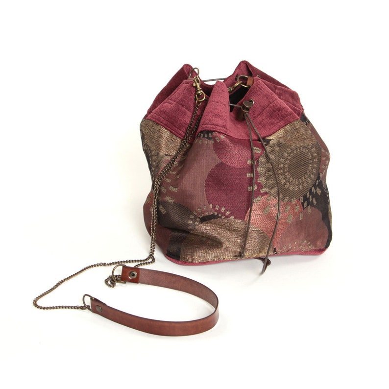 Small burgundy evening bag drawstring velvet bag purse with | Etsy