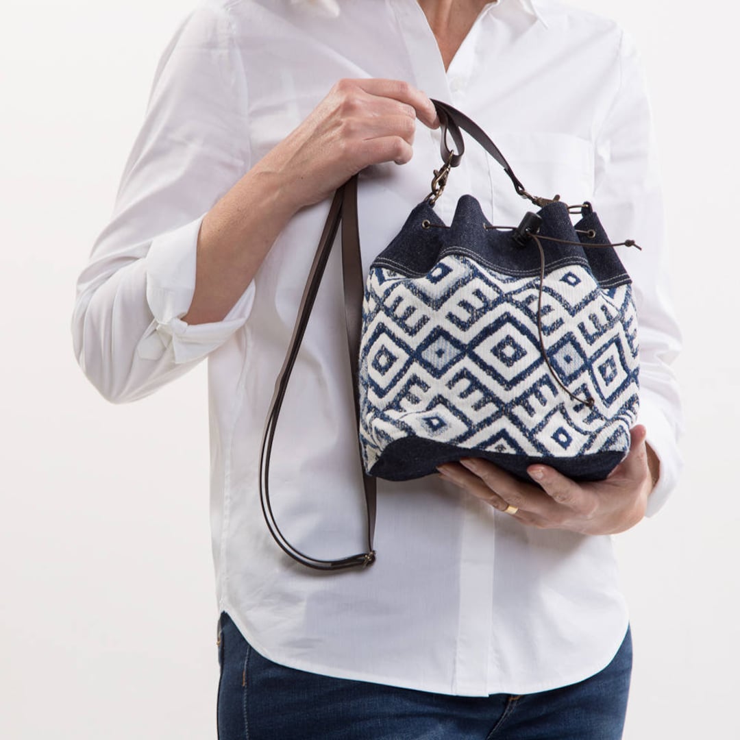 Small Fabric Bucket Bag, Women's Crossbody Bag Handmade From Linen ...