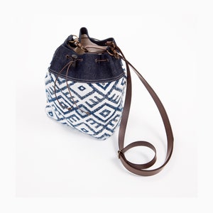 Small Fabric Bucket Bag, Women's Crossbody Bag Handmade From Linen ...