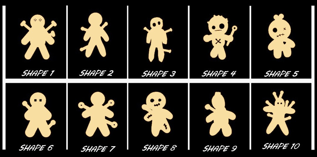 Smooth Laser Cut Voodoo Doll Shape Set 1 - Unfinished Cutout - Many ...