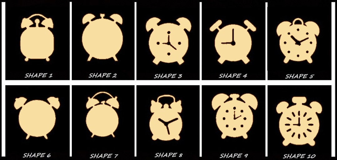 Smooth Laser Cut Alarm Clock Shape Set 1 - Unfinished Cutout - Many ...
