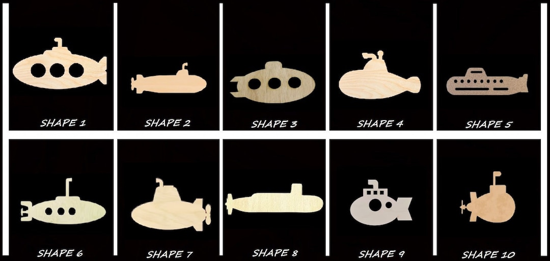 Smooth Laser Cut Submarine Shape Set 1 - Unfinished Cutout - Many Sizes ...