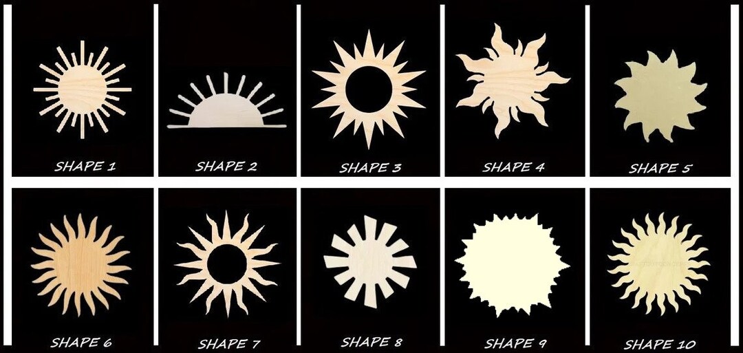 Smooth Laser Cut Sun Shape Set 1 - Unfinished Cutout - Many Sizes ...