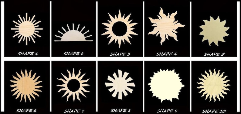 Smooth Laser Cut Sun Shape Set 1 - Unfinished Cutout - Many Sizes ...
