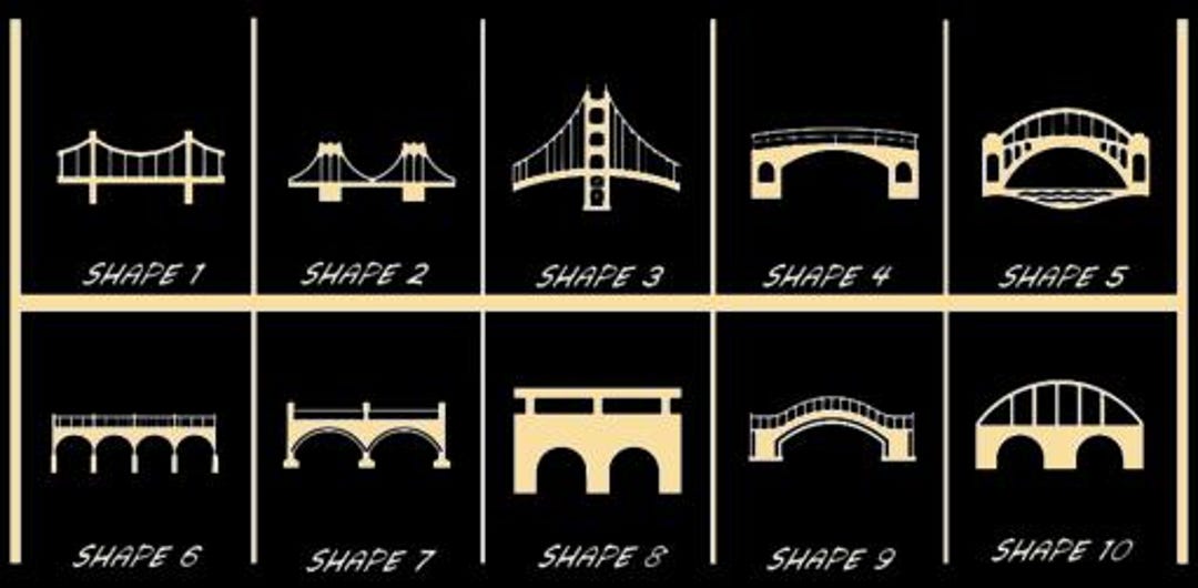 Smooth Laser Cut Bridge Shape Set 1 - Unfinished Cutout - Many Sizes ...