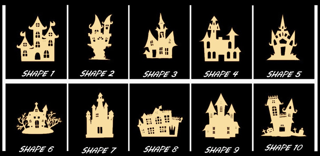 Smooth Laser Cut Haunted House Shape Set 9 - Unfinished Cutout - Many ...