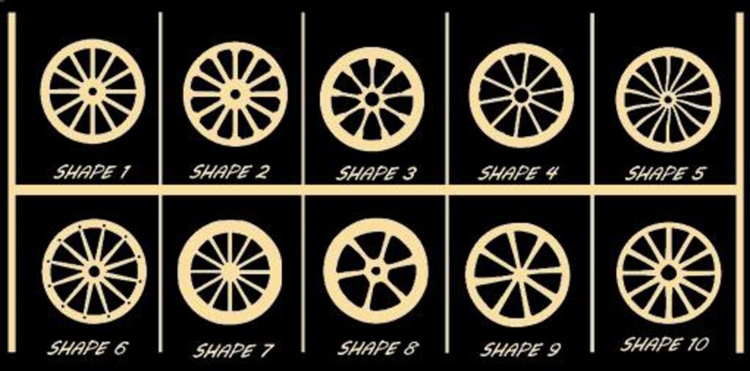 Smooth Laser Cut Wagon Wheel Shape Set 1 - Unfinished Cutout - Many ...